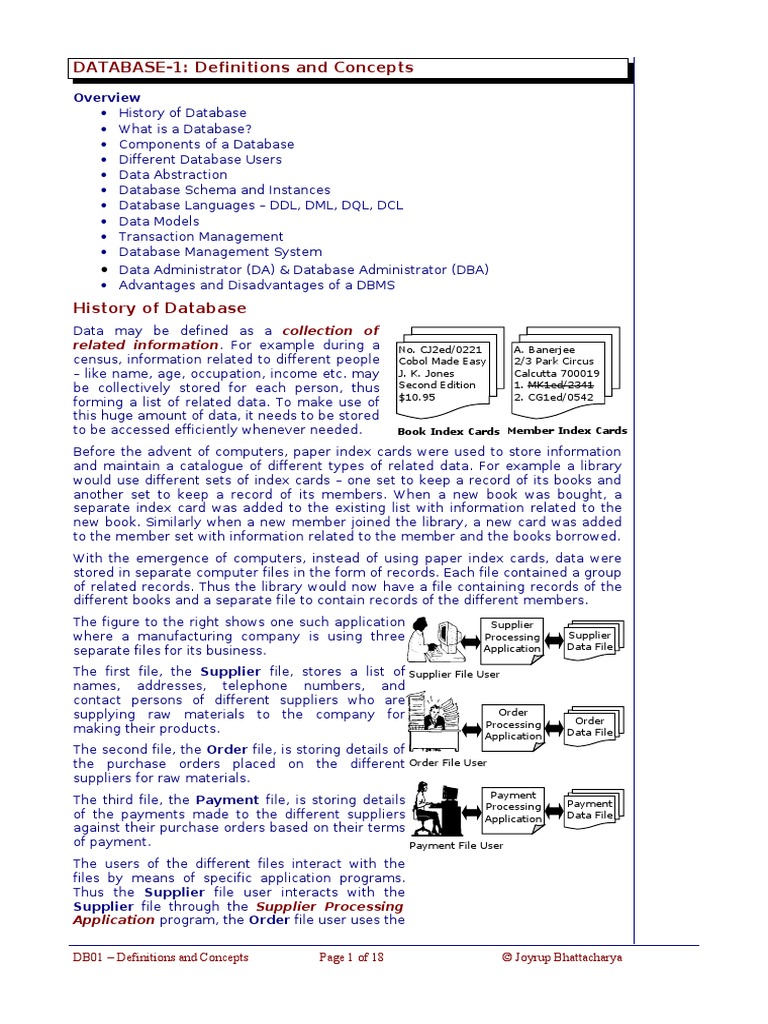 Database 1 Definitions And Concepts Collection Of Related Information Pdf Databases