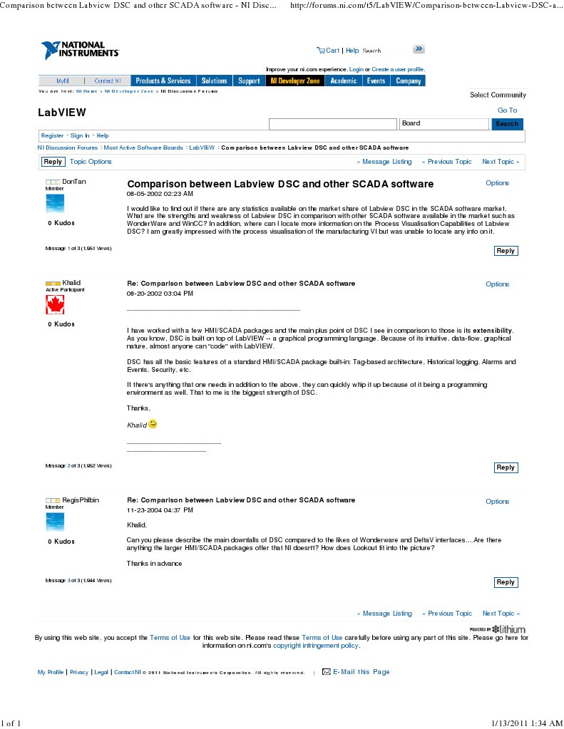 Comparison Between Labview DSC and Other SCADA Software - NI Discussion ...