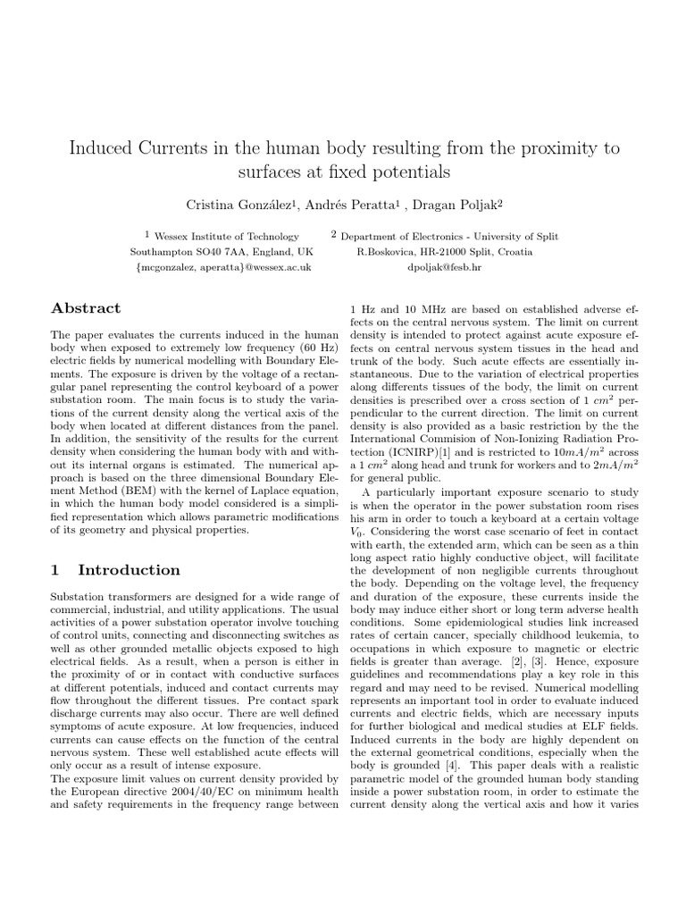 Induced Currents in The Human Body Resulting From The Proximity To ...