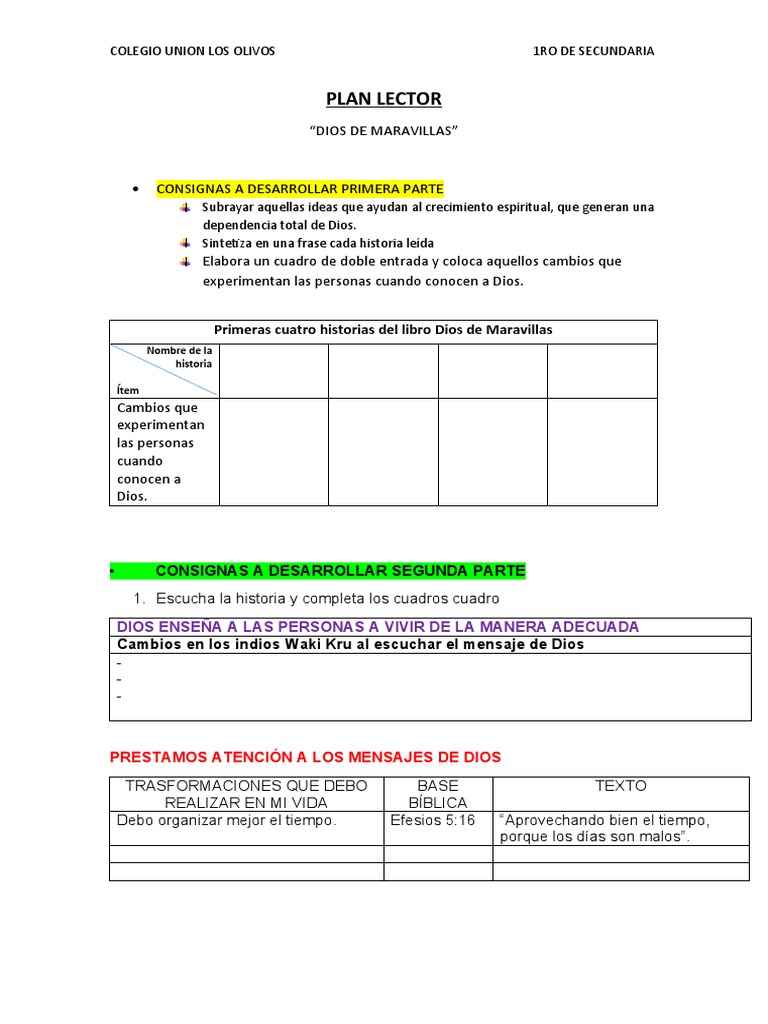 Plan Lector 1ro | PDF