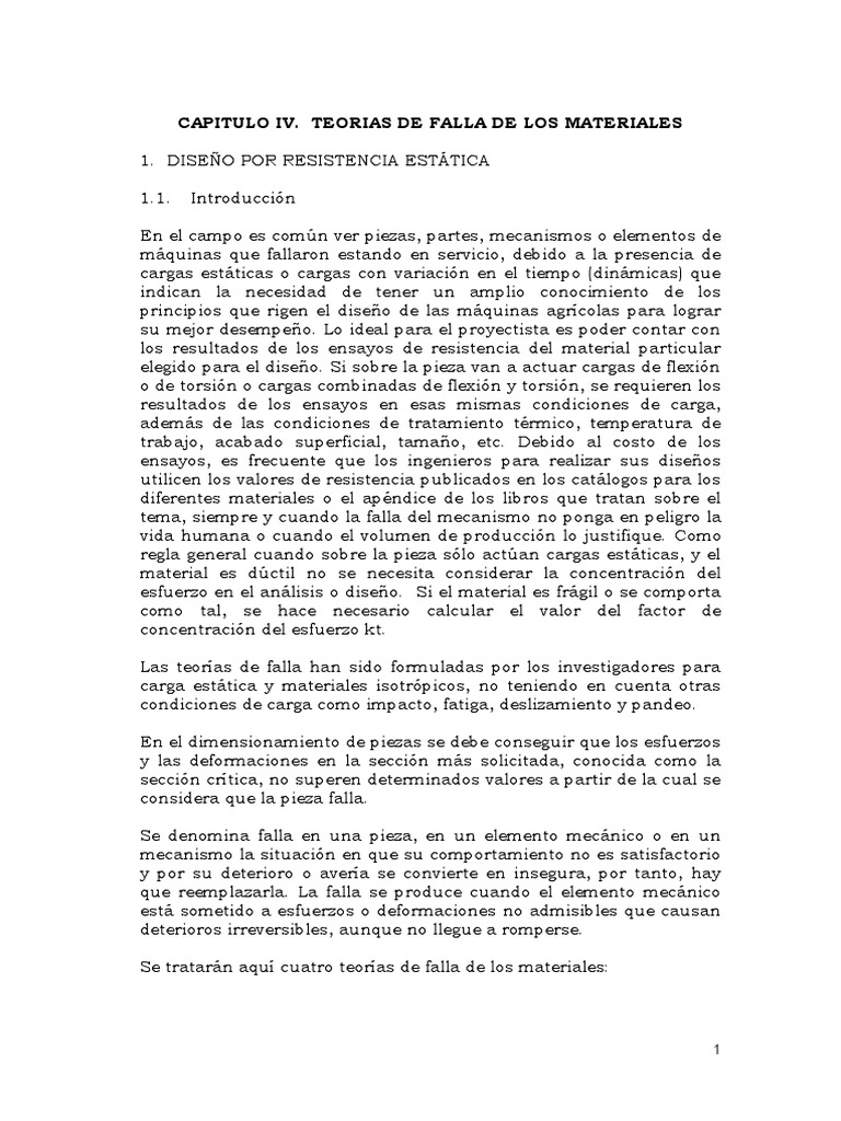 CAPITULO IV TEORÍA DE FALLA DE LOS MATERIALES..doc | PDF | Fatiga ...