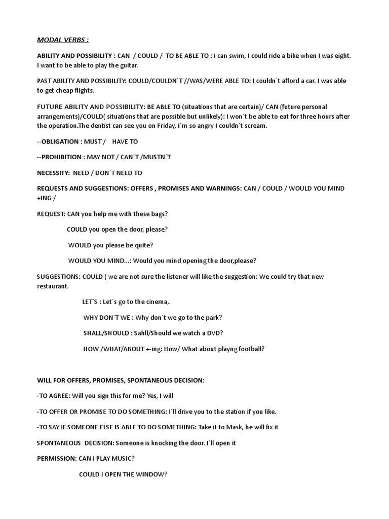 Modals 2 Teoria Resumen | PDF | Grammar | Linguistic Morphology