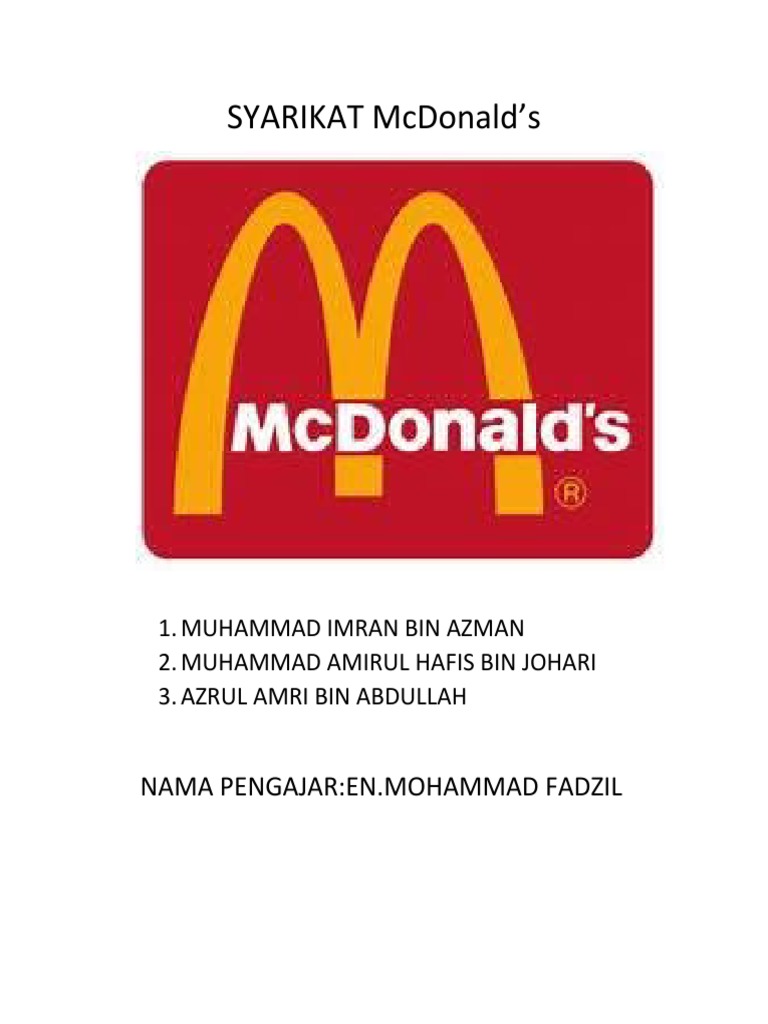 SYARIKAT McDonald ASSIGNMENT | PDF