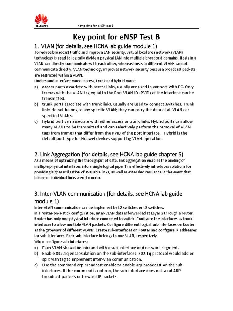 Key Point For eNSP Test B | PDF | Firewall (Computing) | Computer Network
