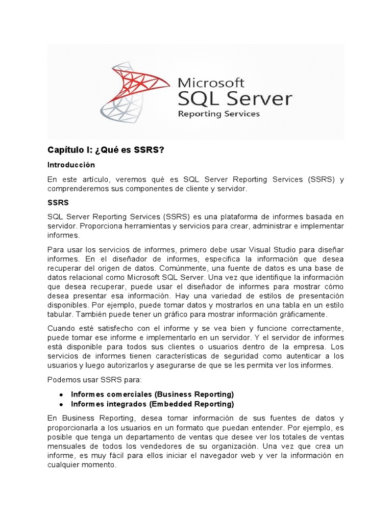 SQL Server Reporting Services (SSRS) | PDF | Servidor SQL de Microsoft ...