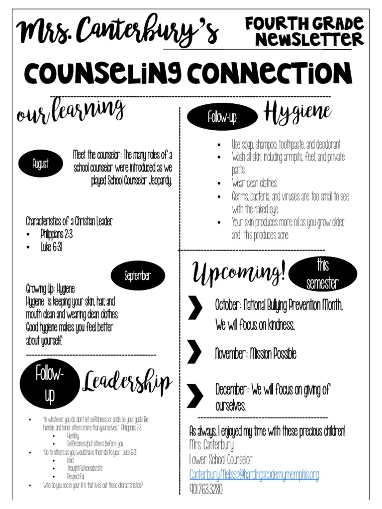 September Fourth Grade Newsletter | PDF | Hygiene