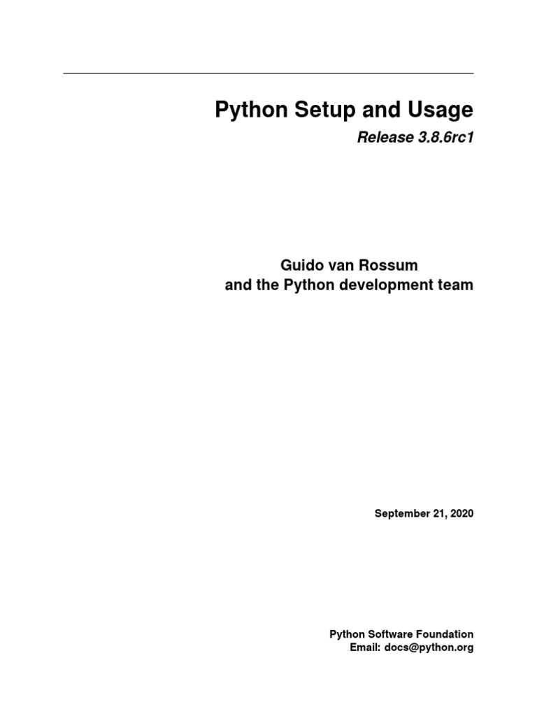 Python Setup and Usage: Release 3.8.6rc1 | PDF | Command Line Interface | Python (Programming ...