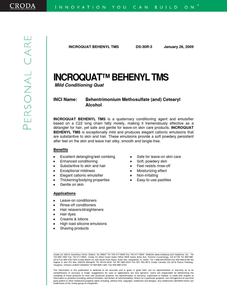 F.T. Incroquat Behenyl Tms-Pa - (MH) PDF | Download Free PDF | Electric ...