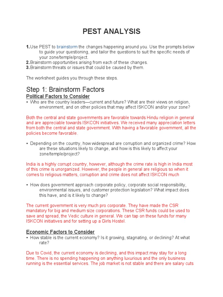 ALP - Assignment - PEST - Analysis - Worksheet - BLD and NLDD | PDF ...