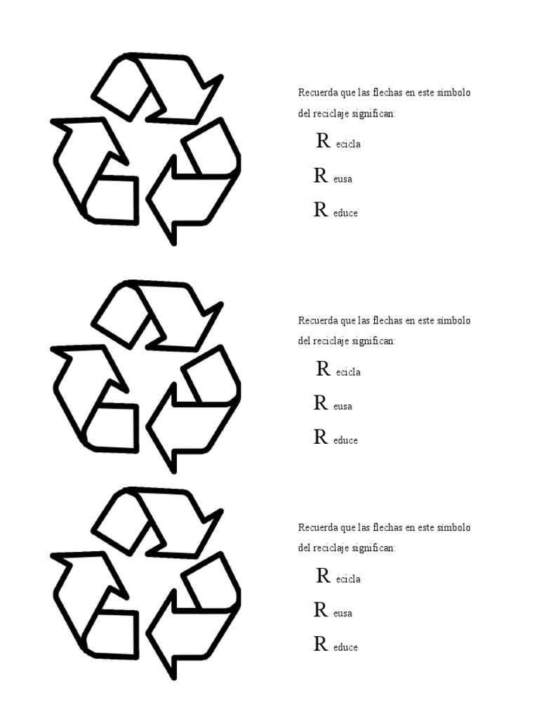 Simbolo Del Reciclaje para Colorear Con Las 3 R 'S | PDF