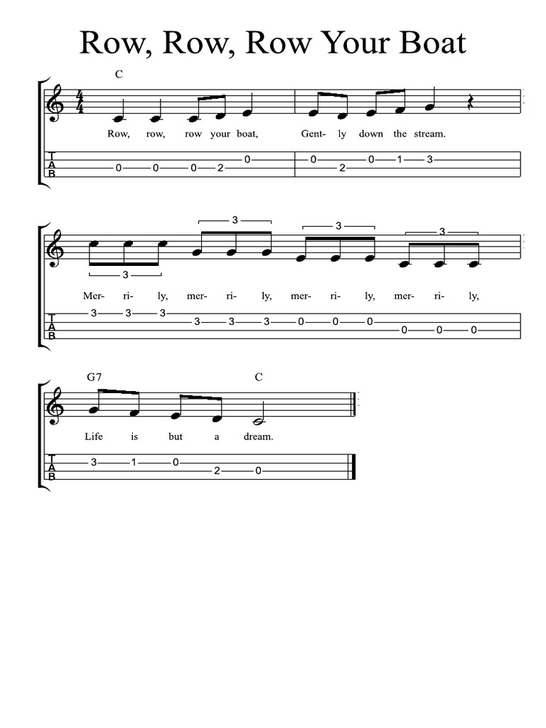 Row, Row, Row Your Boat (Tab) PDF | PDF