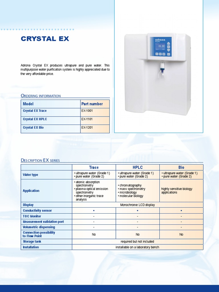 Crystal Ex: Model Part Number | Download Free PDF | Purified Water ...