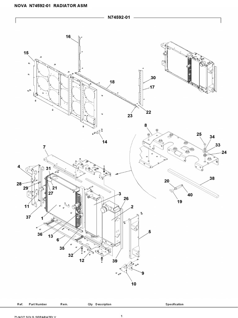 NOVA N74592-01 Radiator Assembly Parts | PDF | Screw | Components