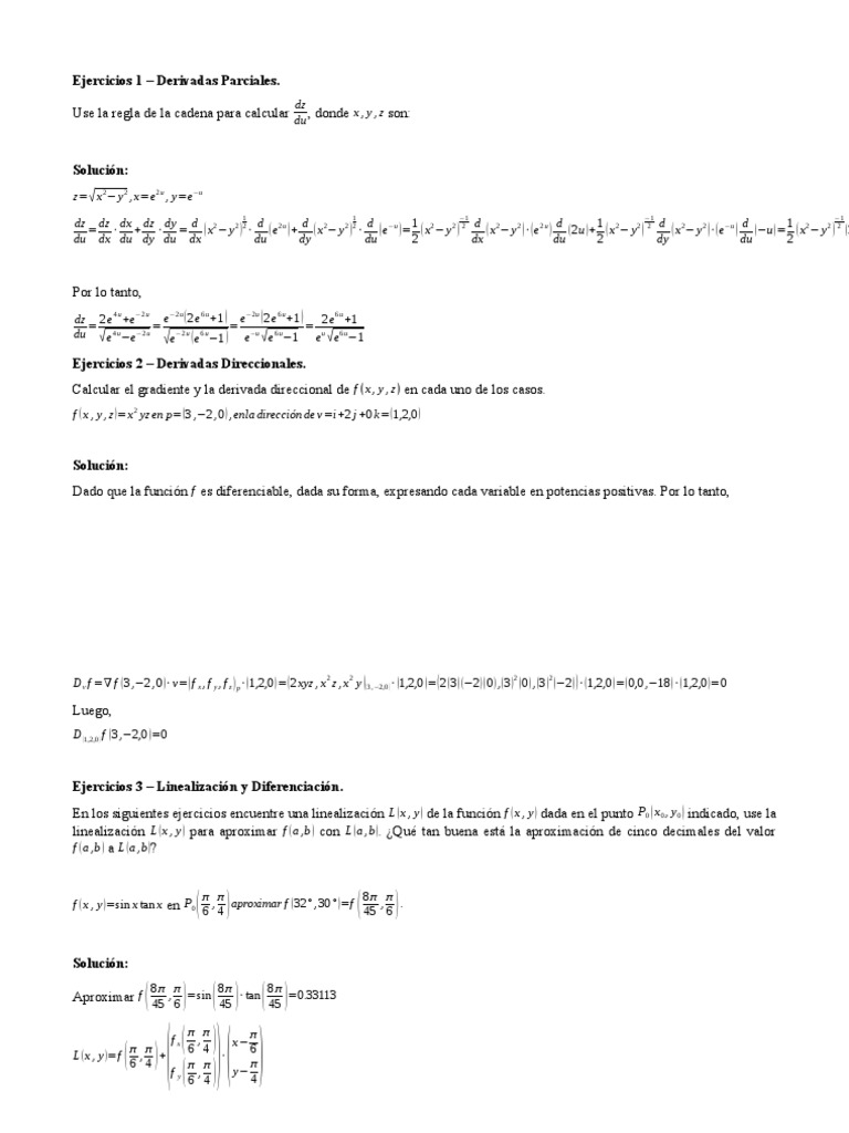 Ejercicios de derivadas parciales y máximos mínimos | PDF | Análisis | Funciones y mapeos