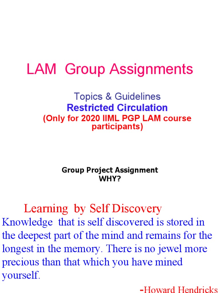 LAM Group Assignments: Topics & Guidelines | PDF | Regulatory ...