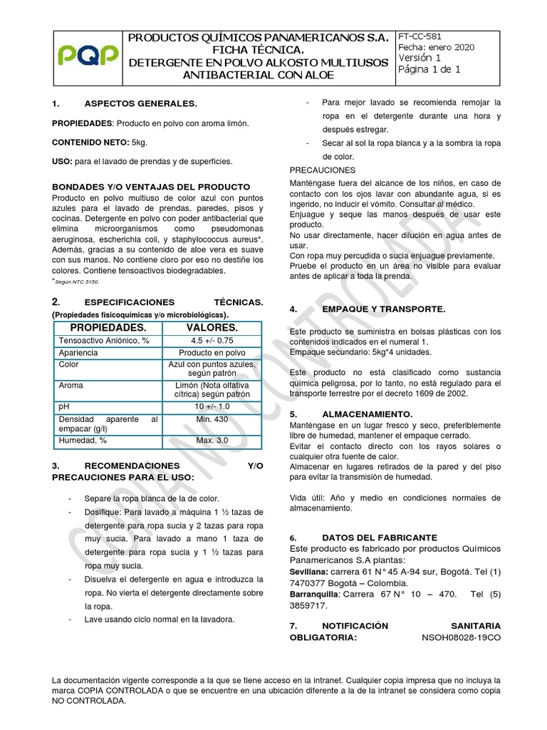 HS Detergente en Polvo ALKOSTO | PDF | Detergente | Agua