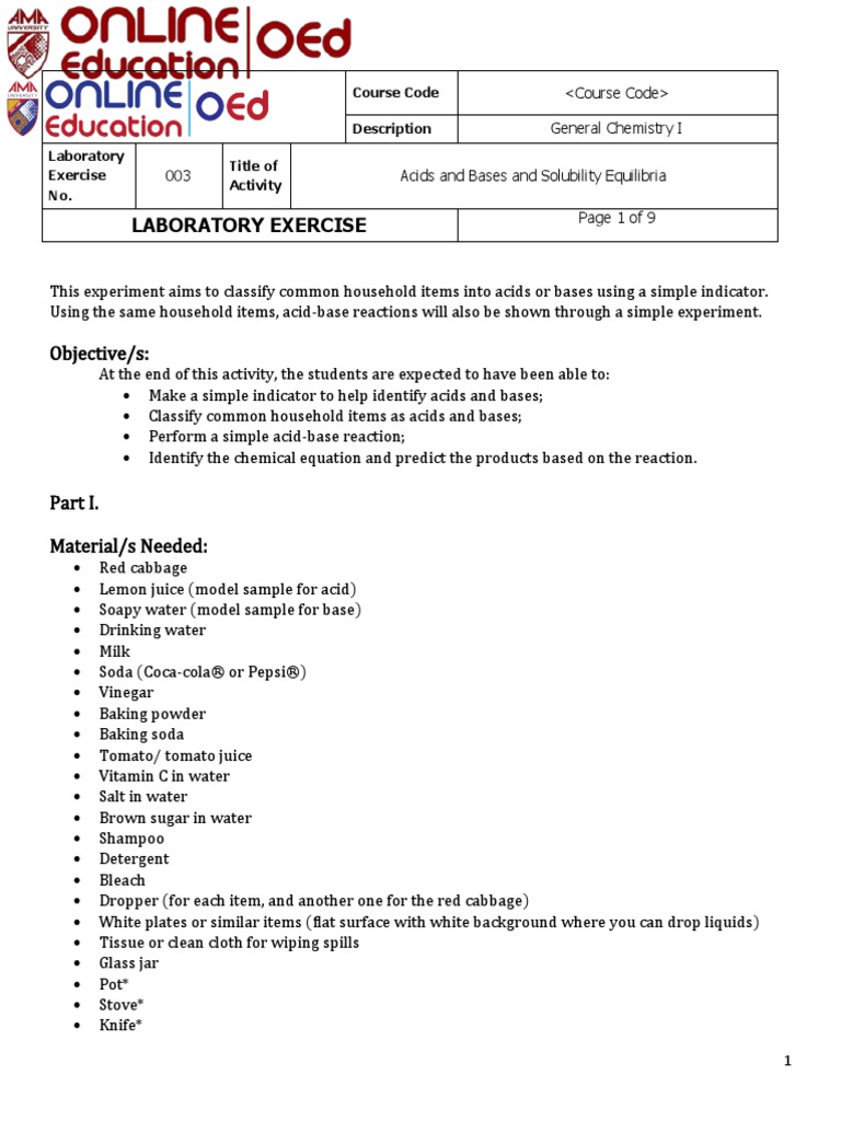 Week010 LaboratoryExercise003 AcidsandBasesSolubilityEquilibria | PDF | Sodium Hydroxide | Acid