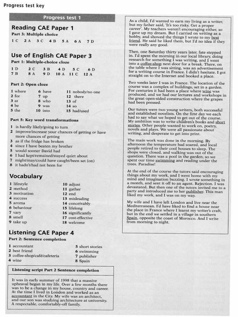Reading Paper: 1C 2A 3C 48 5A 6A Use LD 2C 38 4D 5C 7B 8A 9D lOA 11C | PDF
