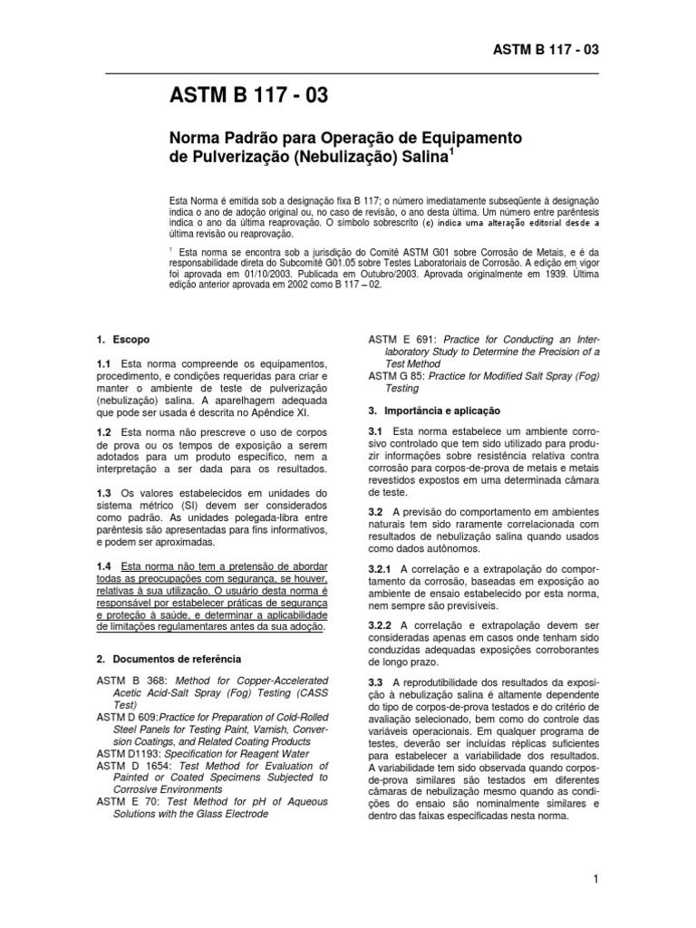 Astm B 117 03 2003 PDF | PDF | Ph | Solução