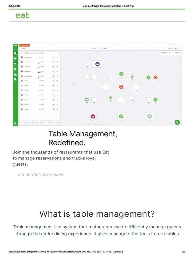 Restaurant Table Management Software - Eat App | PDF | Mobile App ...