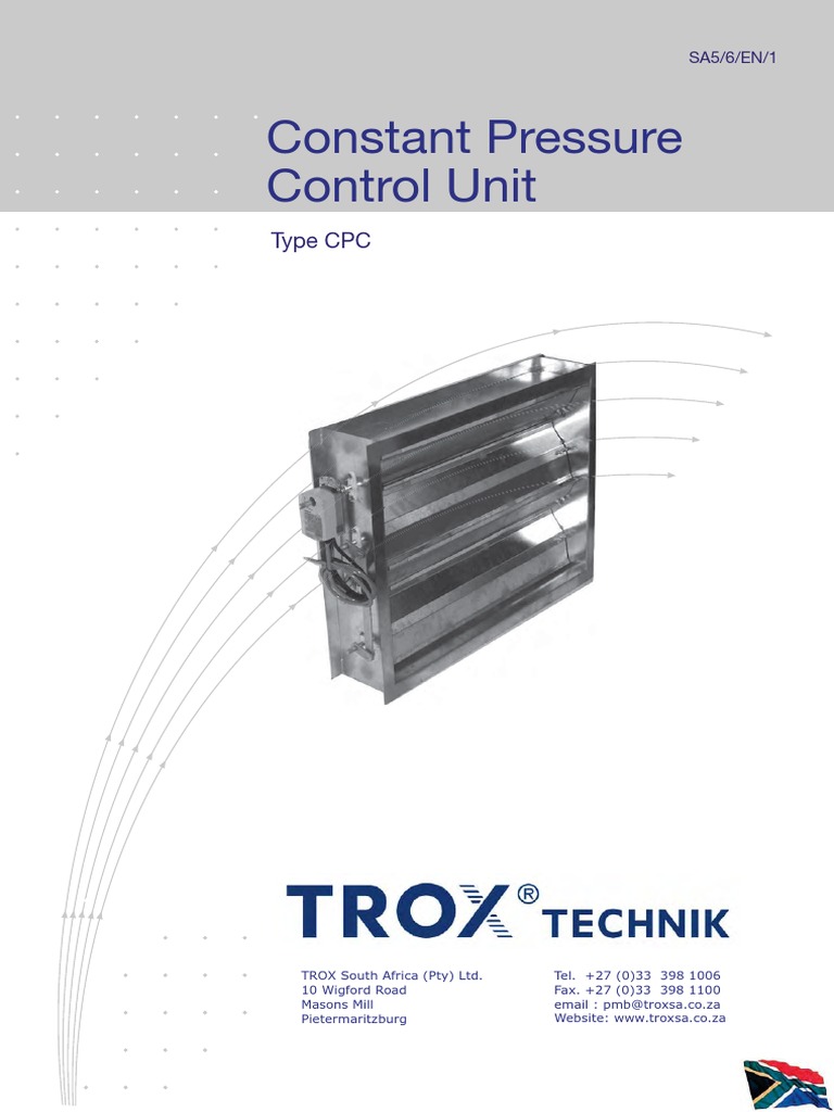 Constant Pressure Control Unit: Type CPC | PDF | Actuator | Duct (Flow)