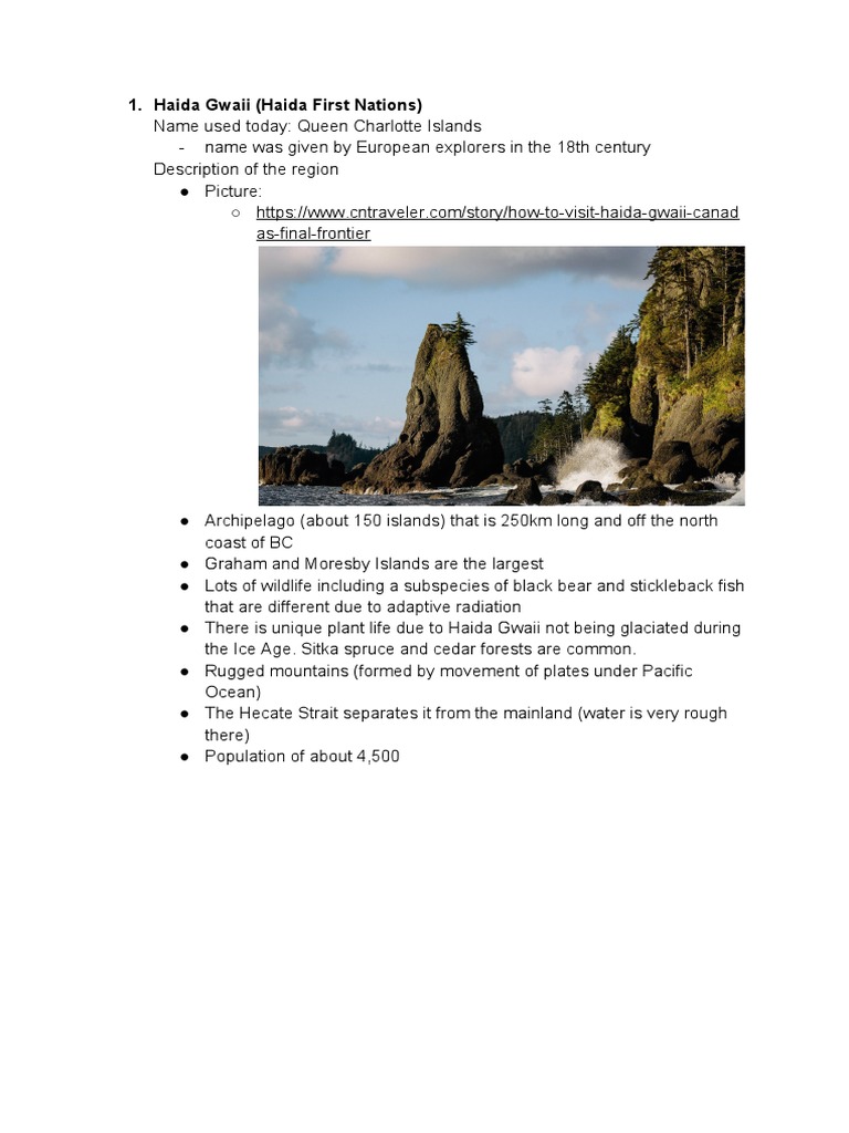Haida Gwaii and First Nations Regions | PDF | Travel