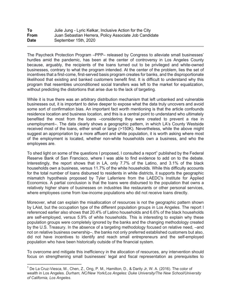 Analytical Assesment Inclusive Action Paycheck Protection Program | PDF ...