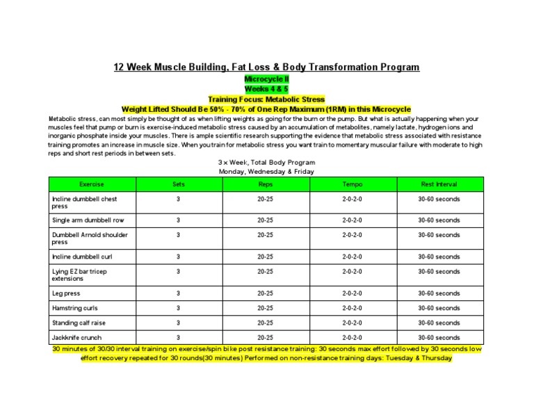 Microcycle 2 Metabolic Phase 3 | PDF | Strength Training | Physical ...
