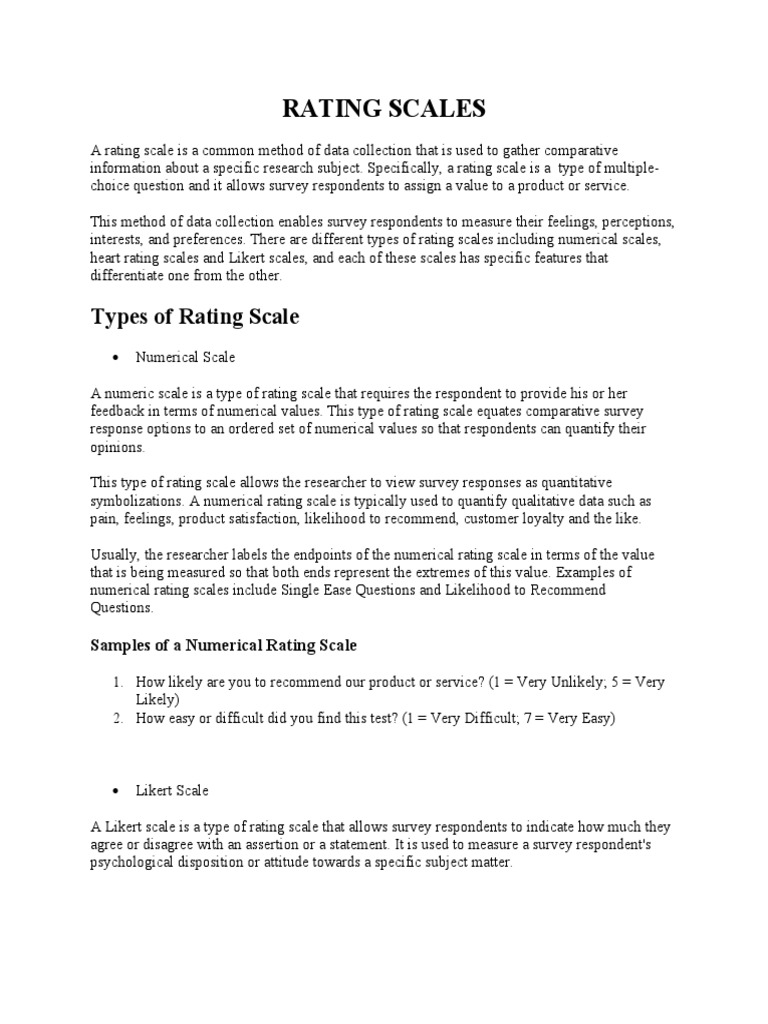 Rating Scales: Types of Rating Scale | PDF | Intelligence Quotient ...