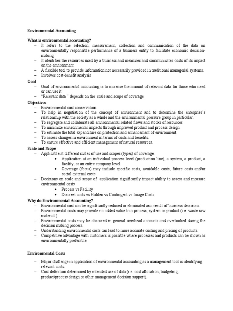 Environmental Accounting What Is Environmental Accounting? | PDF | Cost ...
