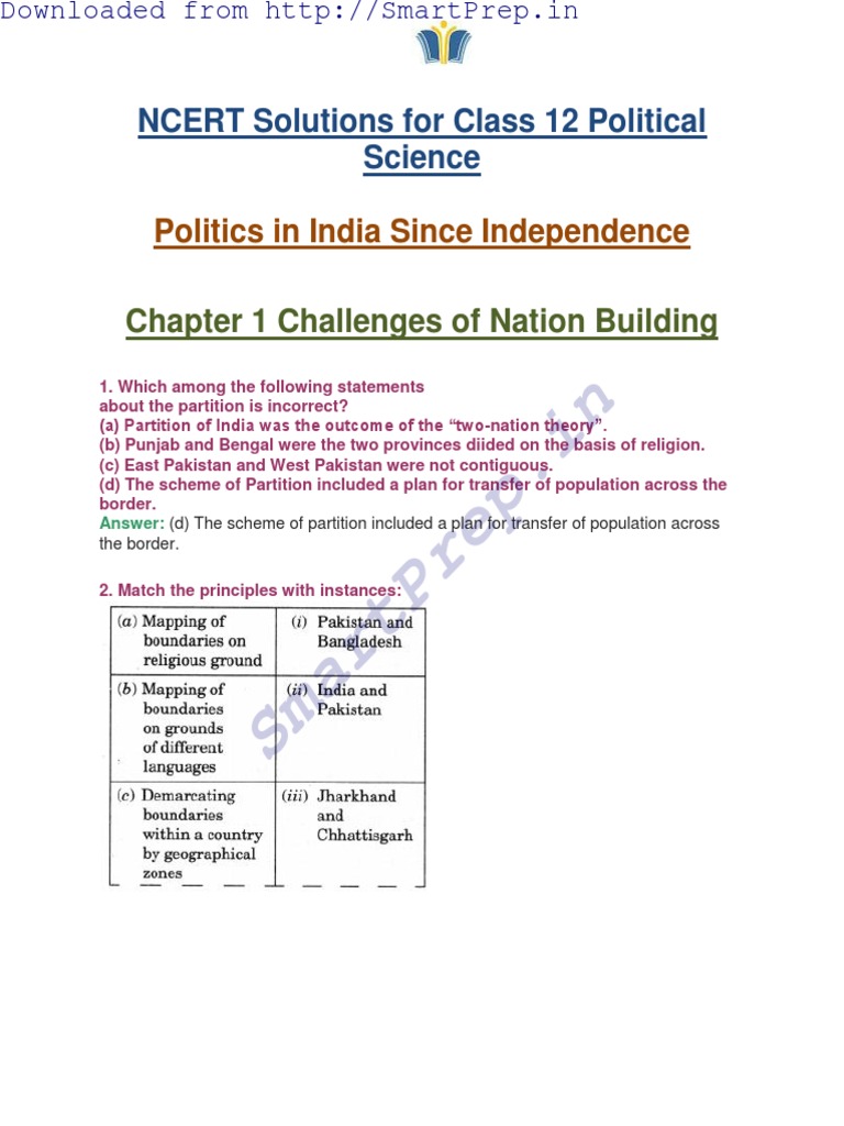 NCERT Solutions For Class 12 Political Science Politics in India Since ...