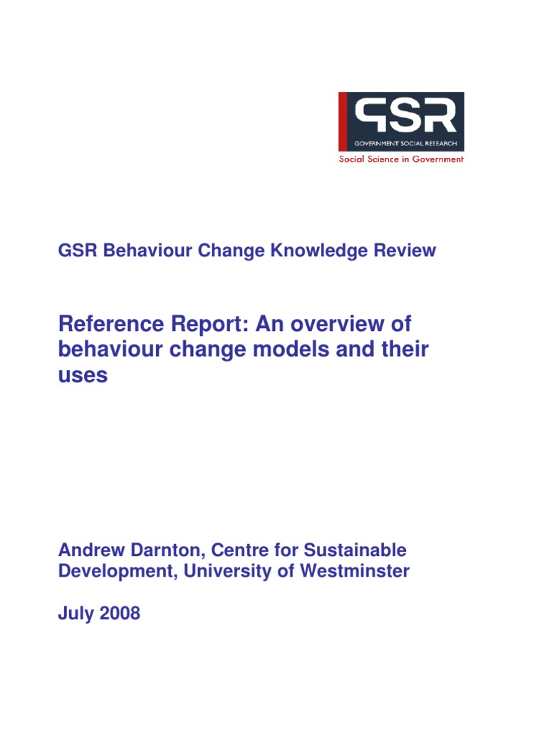 Behaviour Change Models Overview Report | PDF