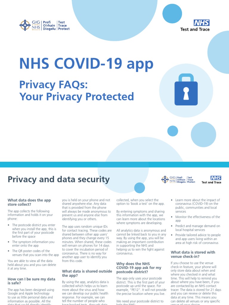 Nhs Covid-19 App: Privacy Faqs: Your Privacy Protected | PDF | Mobile ...