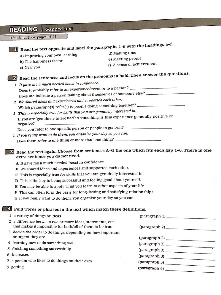 Gapped Text Exercise Questions | PDF