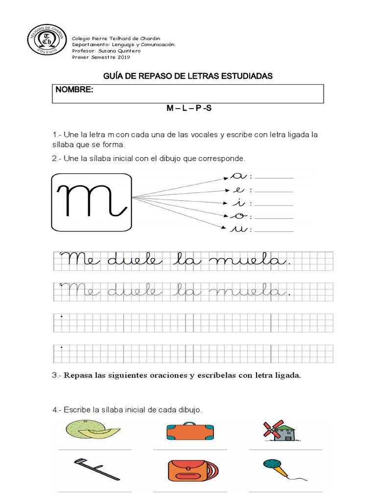 Guía de repaso de letras para primer semestre | PDF