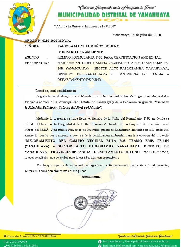 Certificación Ambiental para Camino Vecinal | PDF | Derecho | Tecnología