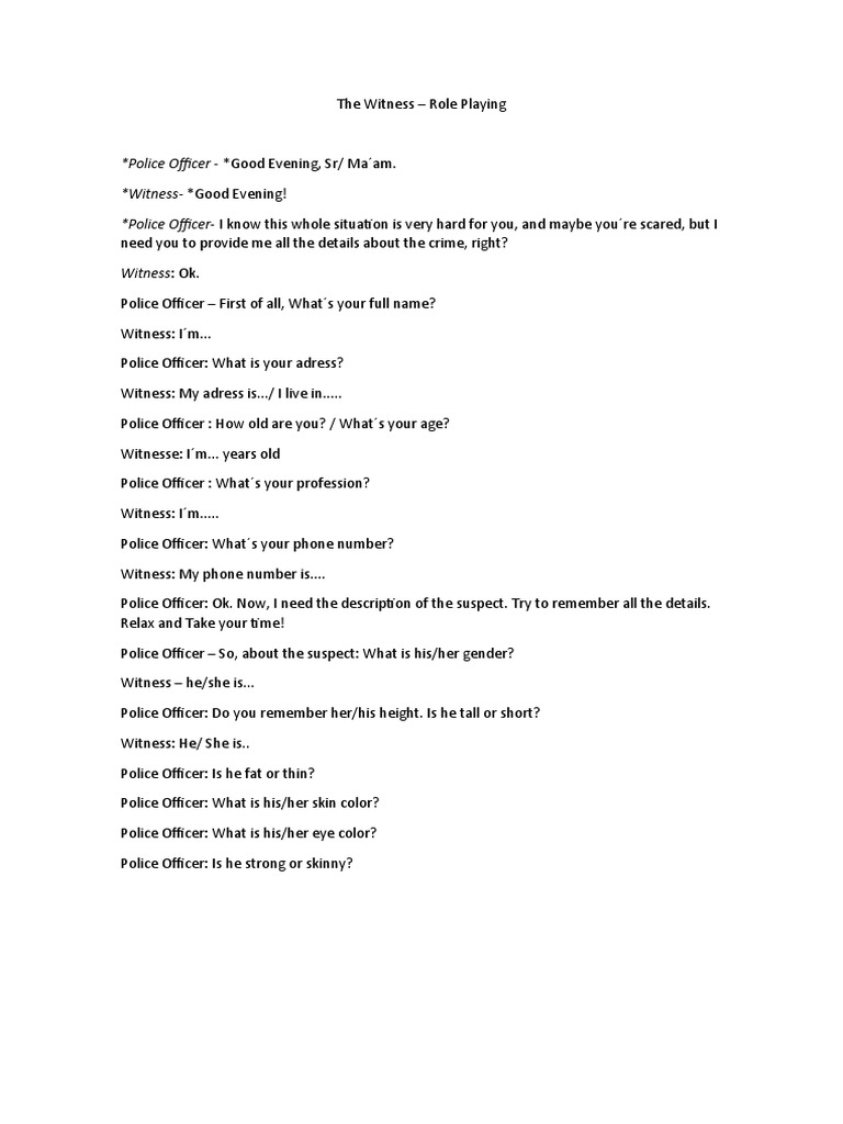 Role Playing - The Witness | PDF