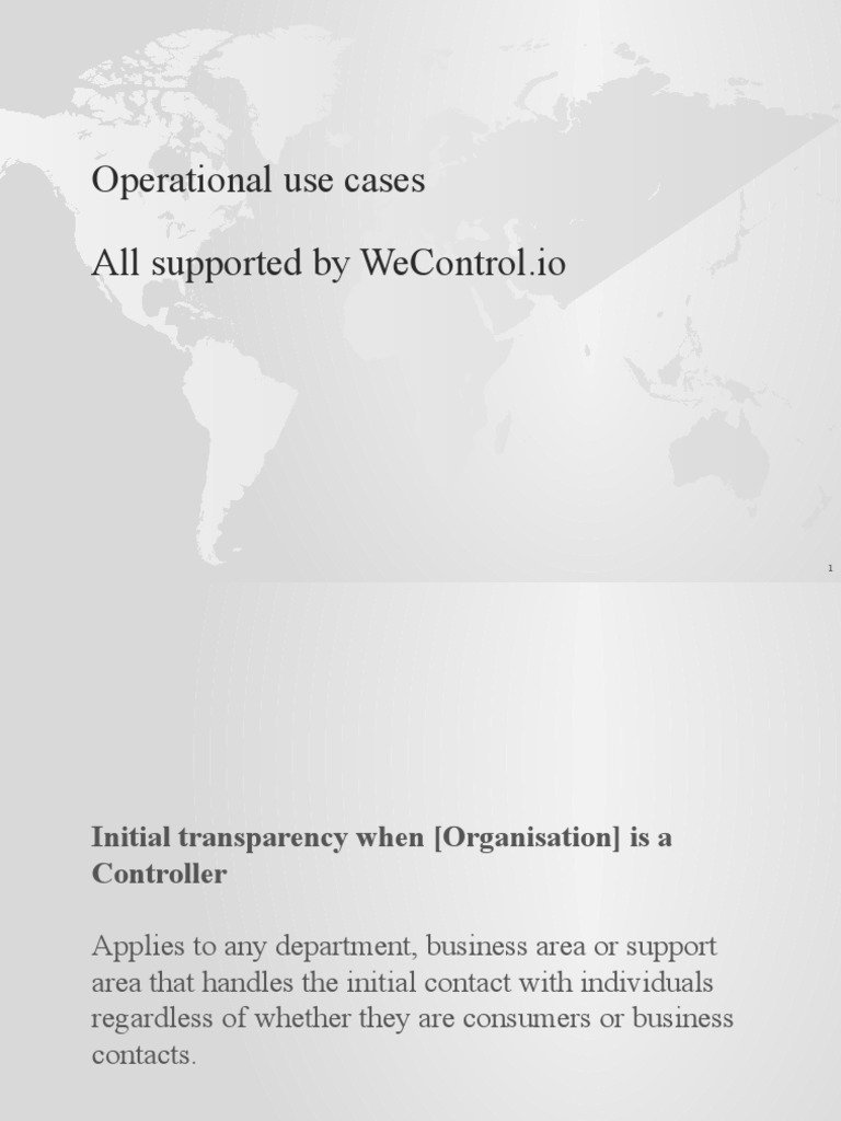 Operational Use Cases All Supported by Wecontrol - Io | PDF | Privacy ...