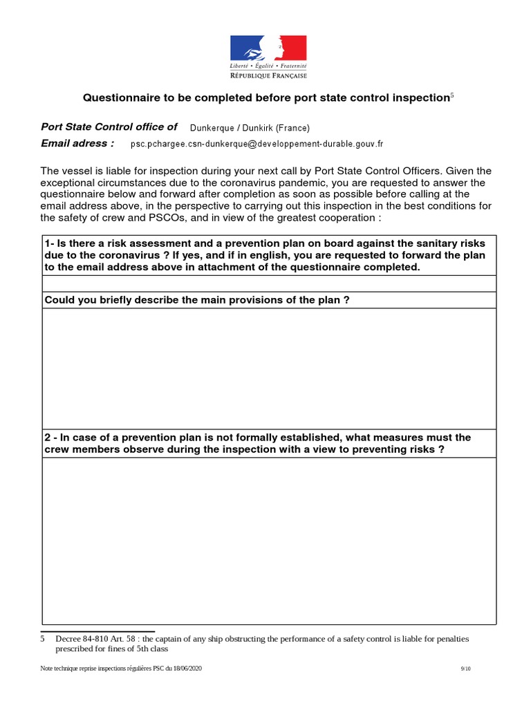 Questionnaire PSC France | PDF | Business