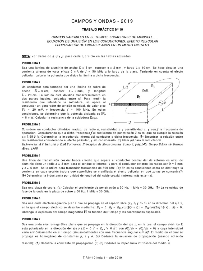 TP10 2019 | PDF | Frecuencia | Resistencia Eléctrica y Conductancia