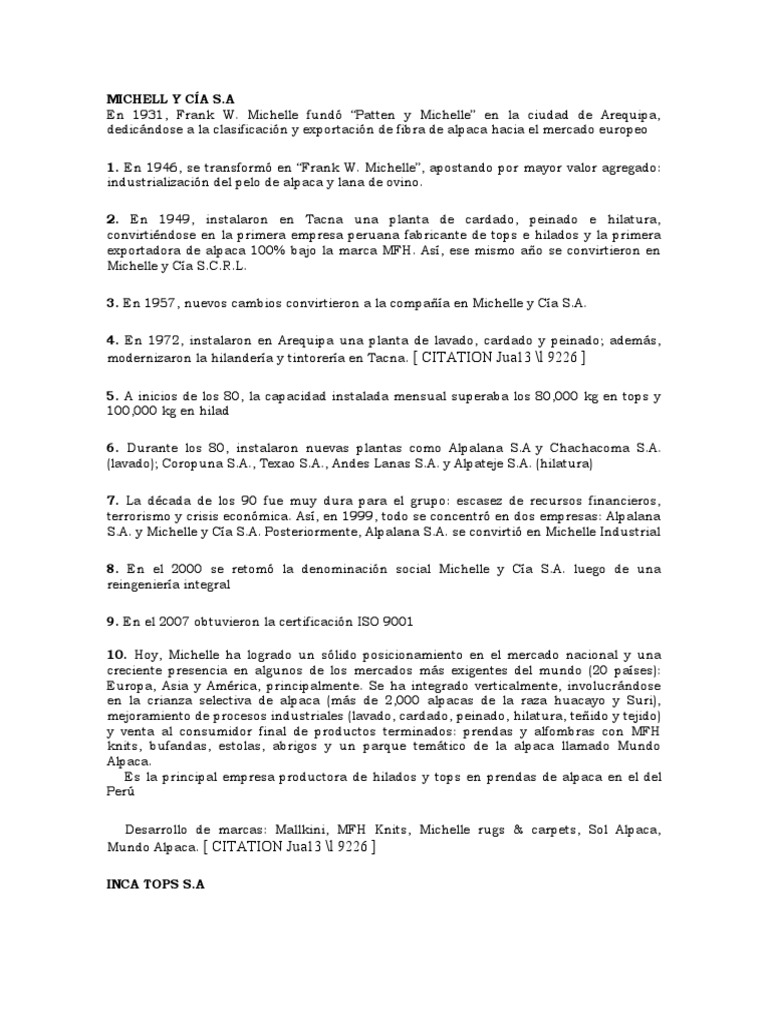 Michell y Cía S | PDF | Lana | Exportaciones