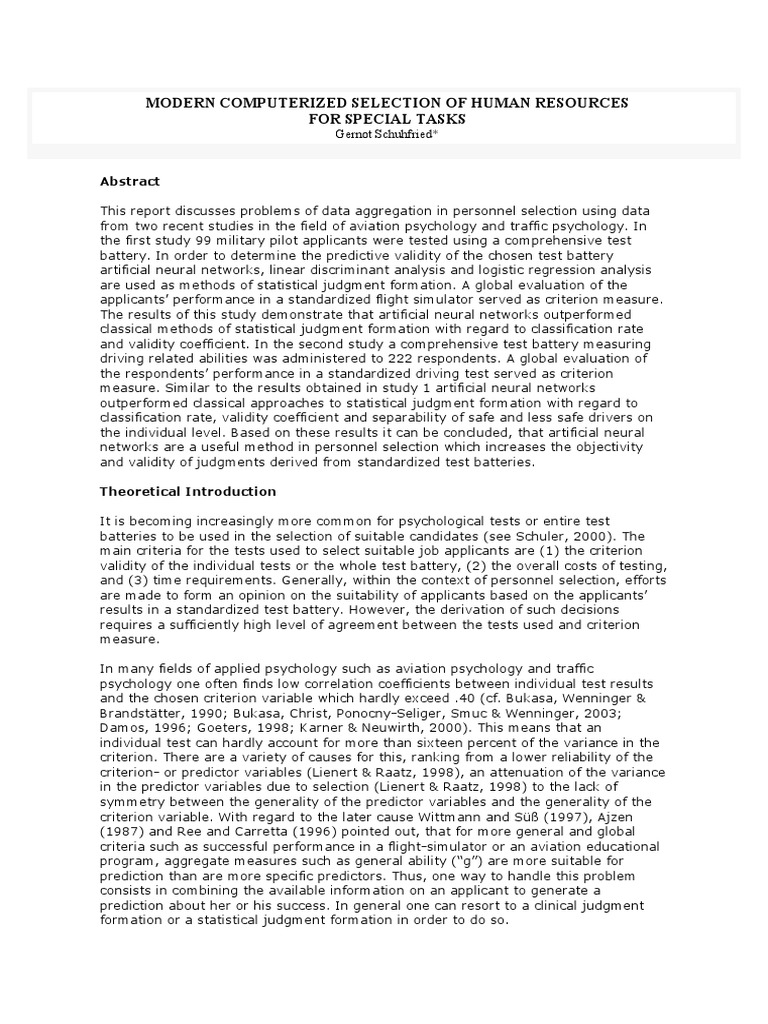 Modern Computerized Selection of Human Resources | PDF | Resampling (Statistics) | Artificial ...