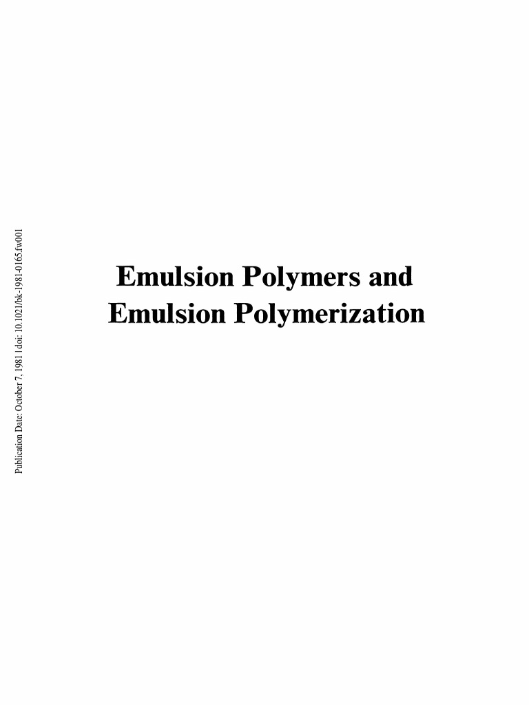 Emulsion Polymers and Emulsion Polymerization (PDFDrive) | PDF | Polymer Chemistry | Chemistry