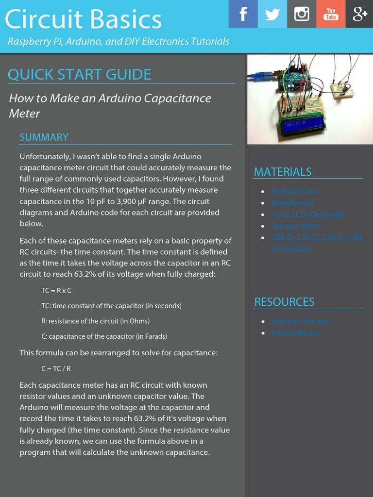 (QUICK START GUIDE) Make An Arduino Capacitance Meter | PDF | Electrical Network | Manufactured ...