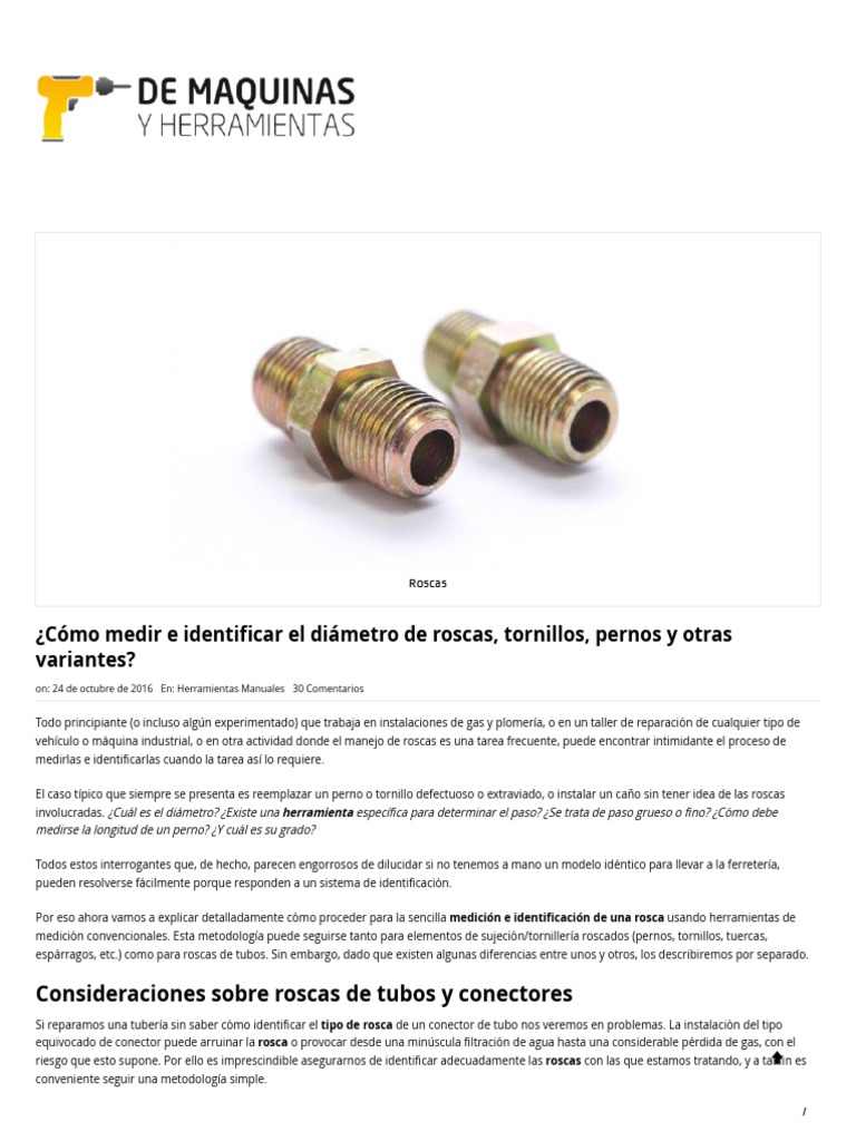 Medición e Identificación de Roscas | PDF | Pulgada | Tornillo