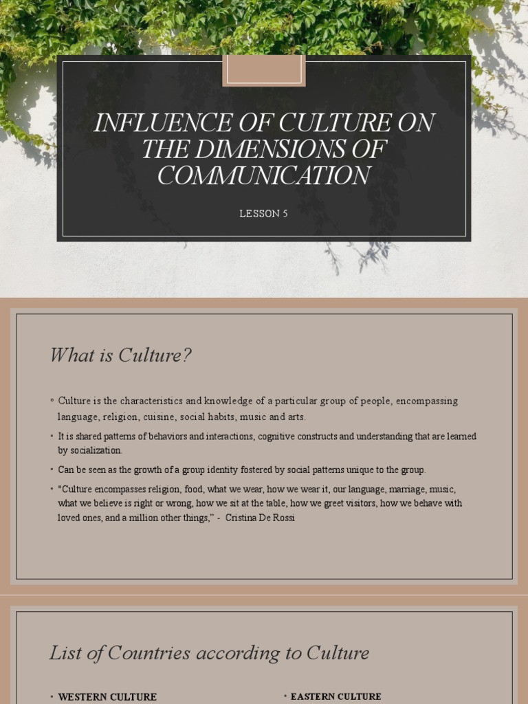 OK Q1, W4 - Influence-of-Culture-on-the-Dimensions-of-Communication ...