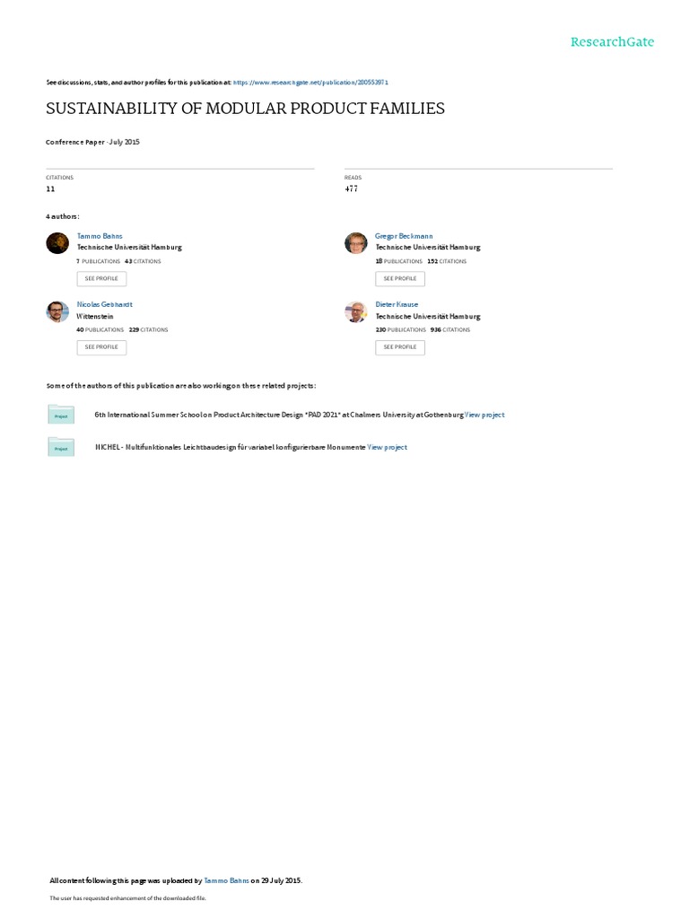 Managing Change Within Modular Product Families: A Conceptual Framework ...