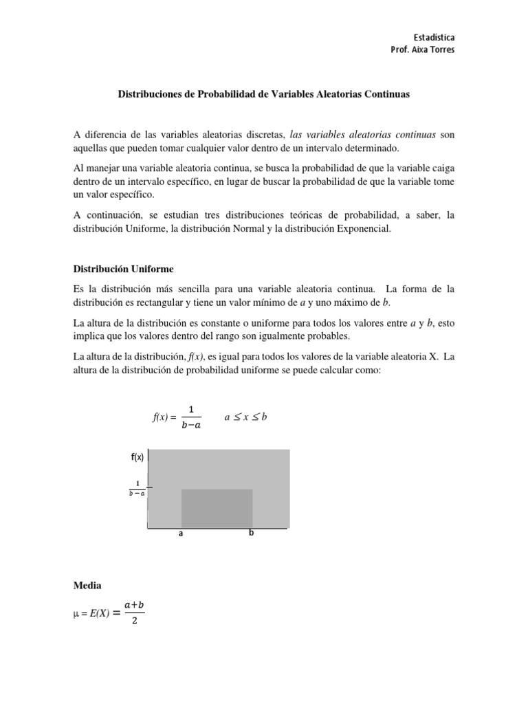 Distribuciones de probabilidad para variables aleatorias continuas: Un ...