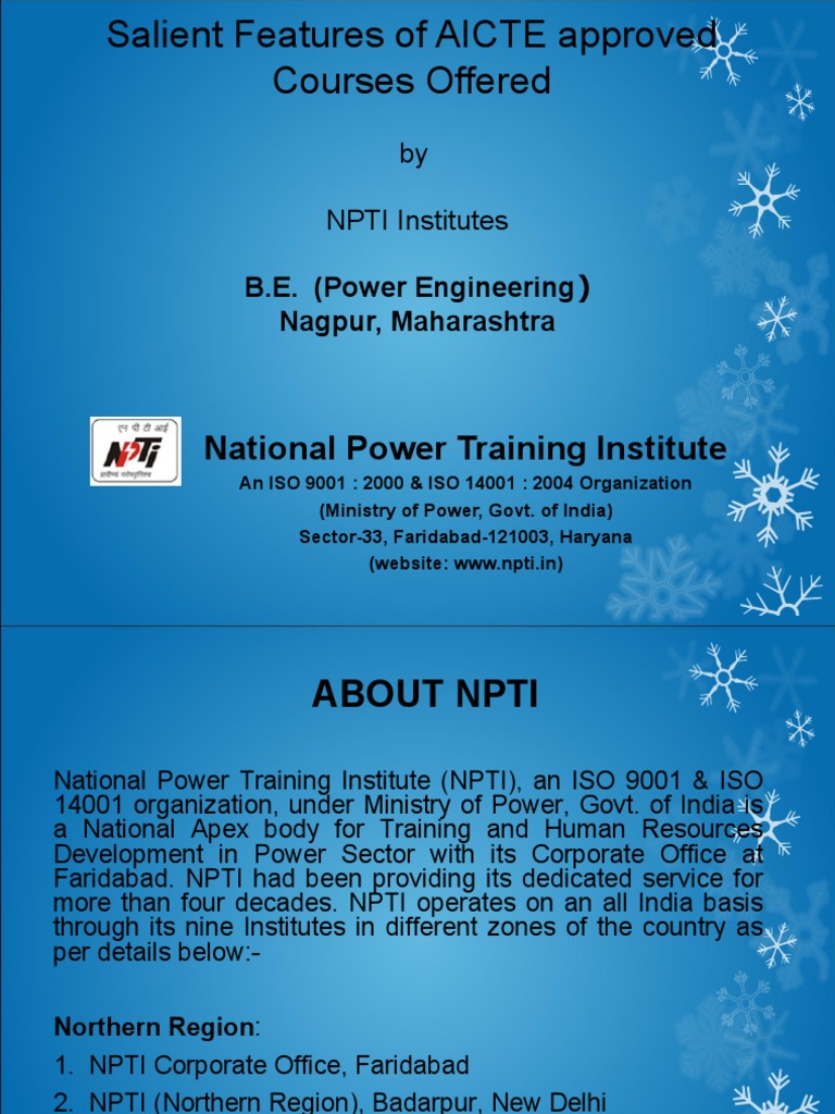 National Power Training Institute: by NPTI Institutes | PDF | Power ...