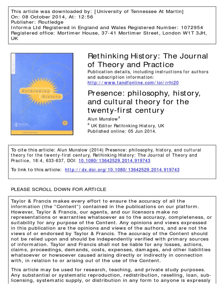 Rethinking History: The Journal of Theory and Practice | PDF | Idea ...